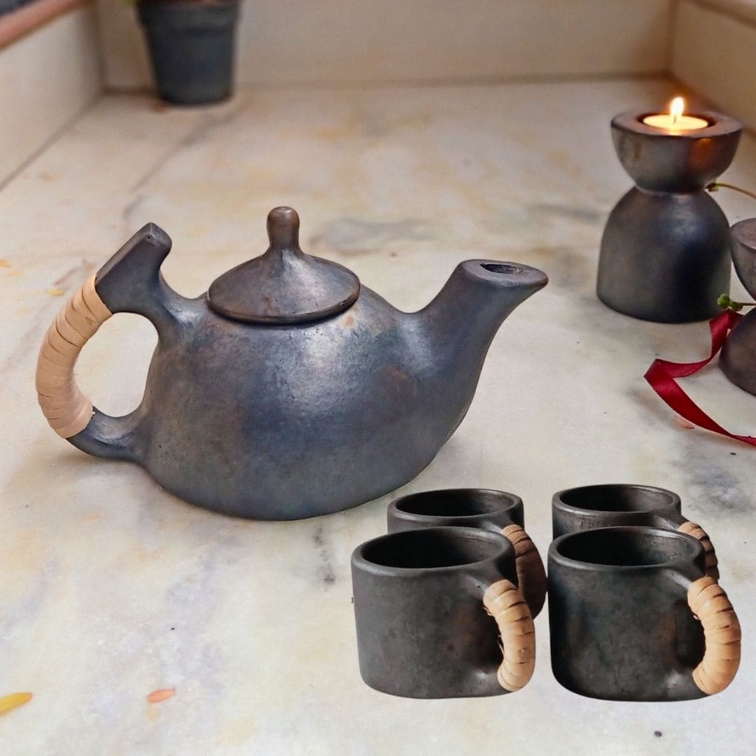 Longpi Black Pottery Hemispherical Tea Set – Terracotta by Sachii