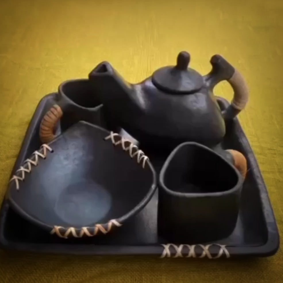 Longpi Black Pottery Chai-Pakoda Set – Terracotta by Sachii