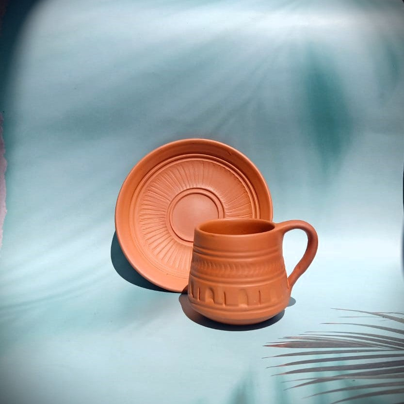 Kolkata Handcrafted Terracotta Cup-Saucer Set – Terracotta by Sachii