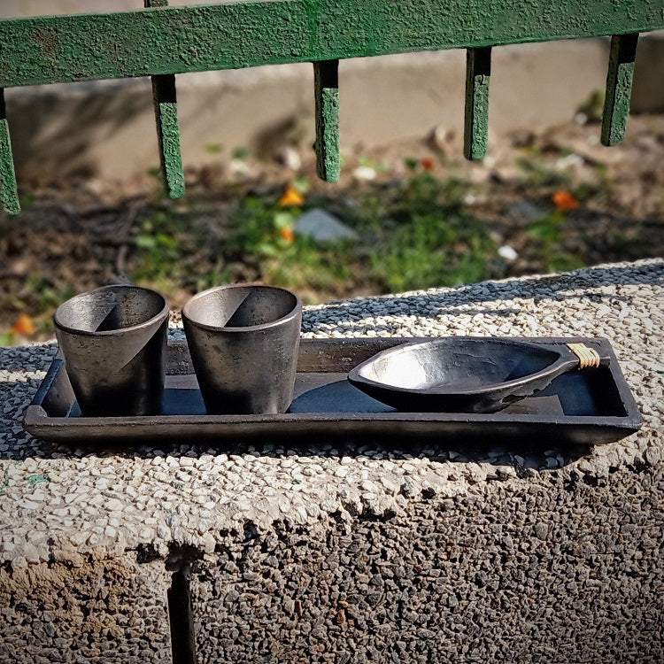 Longpi Black Pottery Tray Long – Terracotta by Sachii